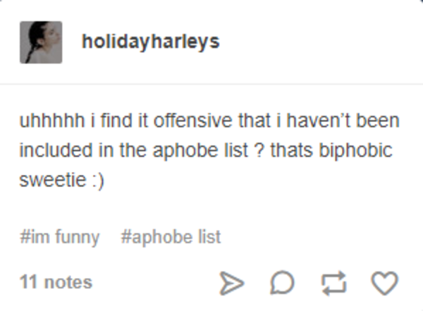 that's biphobic sweetie | Aphobe List | Know Your Meme