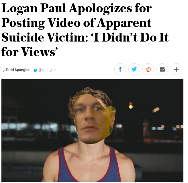 Logan Paul Apologizes | Logan Paul's Suicide Forest Video | Know Your Meme