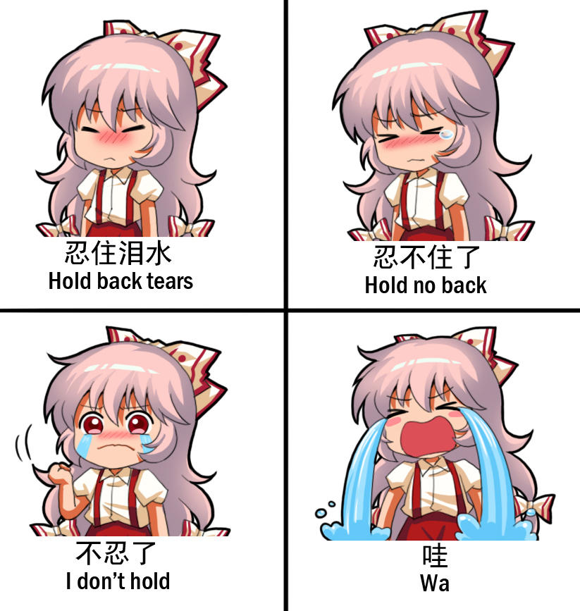 1. Lie down 2. Try not to cry 3. Cry a lot. | Emoting Mokou | Know Your ...