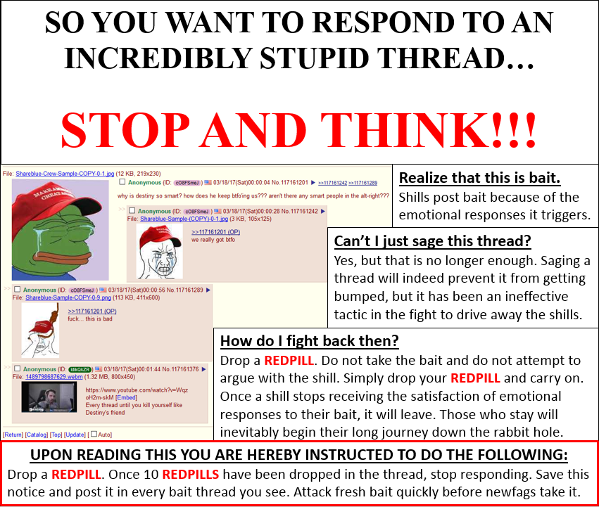 How to respond to shills and bait threads | 4chan | Know Your Meme