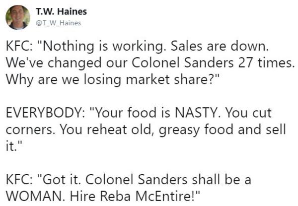 T.W. Haines tweet | Kentucky Fried Chicken (KFC) | Know Your Meme