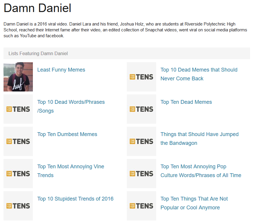 Present in all these | Damn Daniel | Know Your Meme