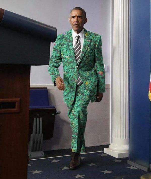 Green Suit | The Obamas' Official Presidential Portraits | Know Your Meme