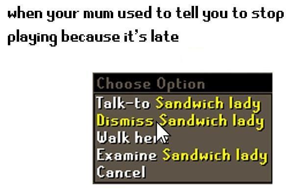 dismiss sandwich lady | RuneScape | Know Your Meme