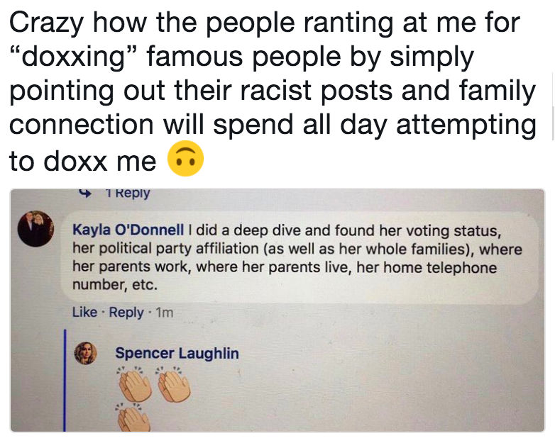 Crazy how the people ranting at me for “doxxing” famous people by ...