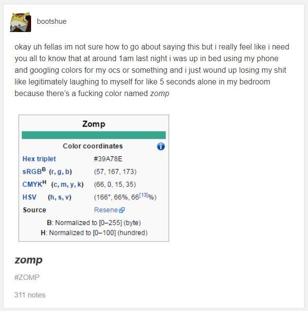 Tumblr user bottshue's post | Zomp | Know Your Meme