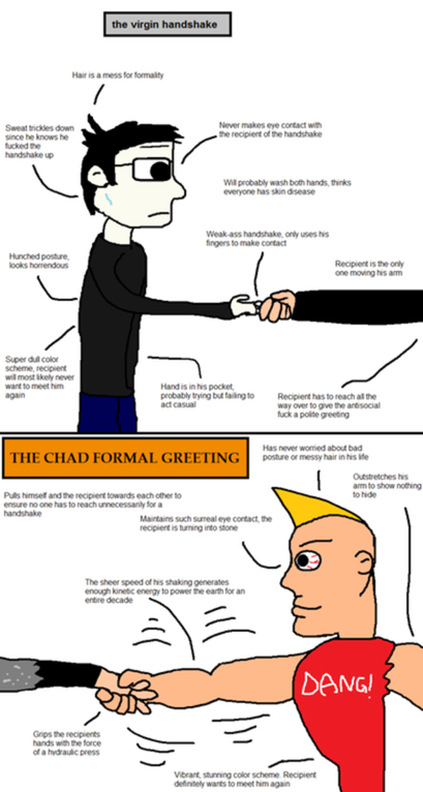 The Virgin Handshake vs The Chad Formal Greeting by Needs-More-Nuking ...