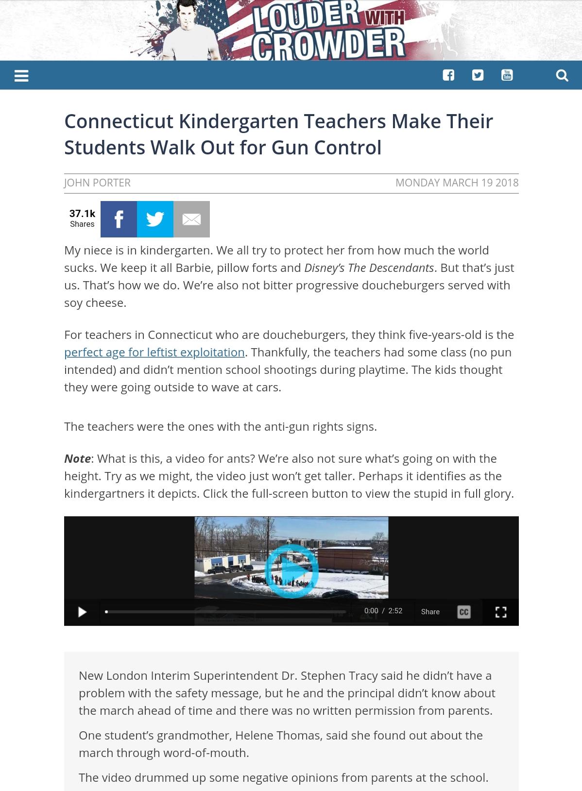 Connecticut Kindergarten Teachers Make Their Students Walk Out for Gun ...