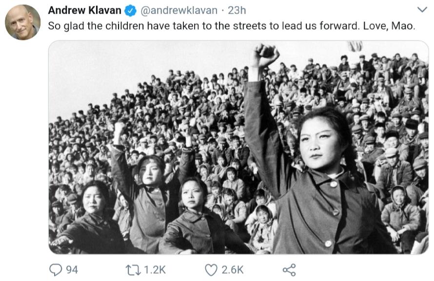 "So glad the children have taken to the streets to lead us forward ...