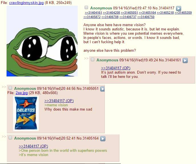 anon has meme vision | 4chan | Know Your Meme