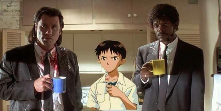 Brutal shit | Shinji Holding a Mug | Know Your Meme