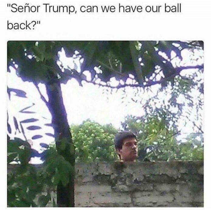 They kicked the football over the wall | Donald Trump | Know Your Meme