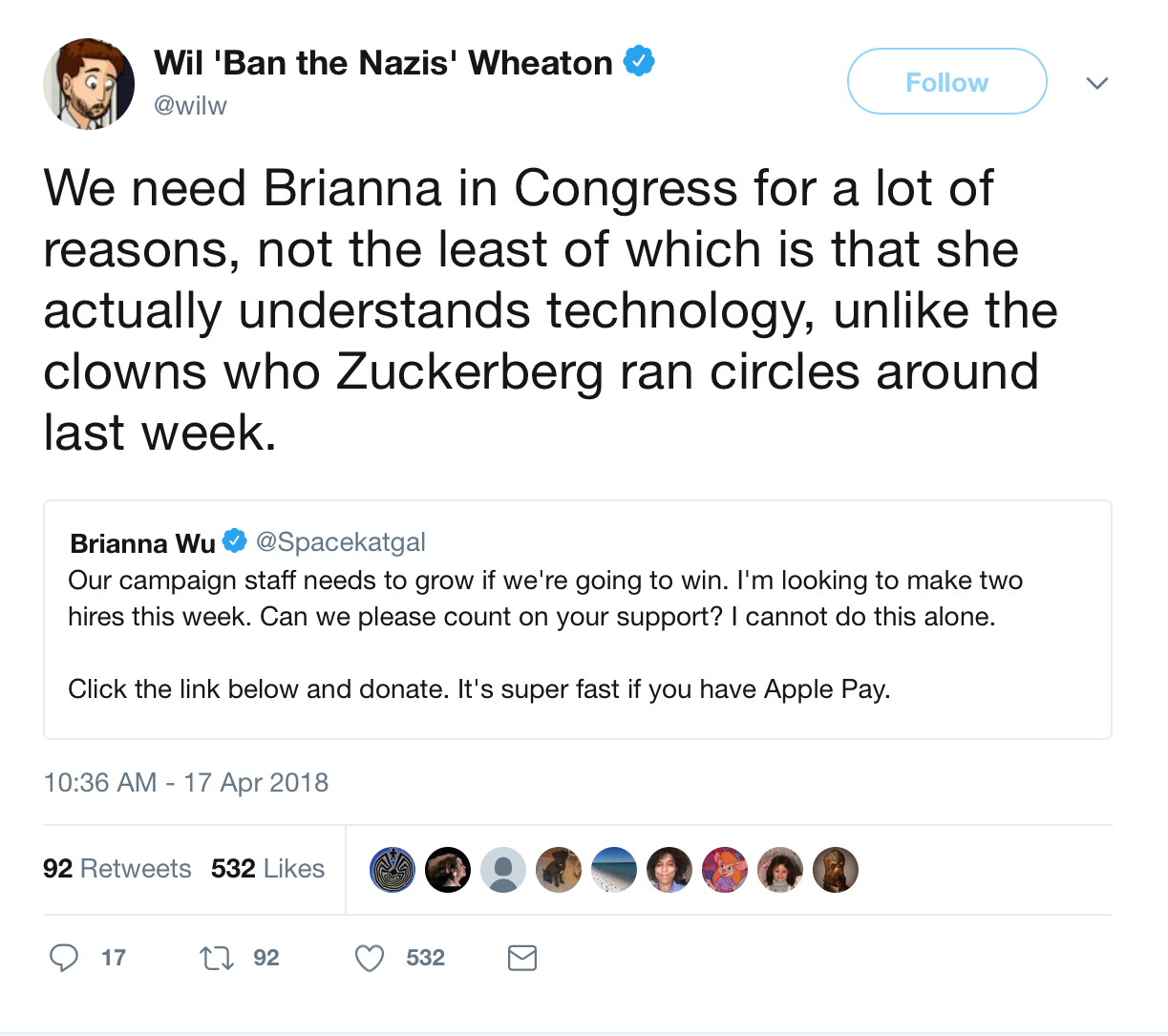 Supporting Brianna Wu (John Flynt) | Wil Wheaton | Know Your Meme
