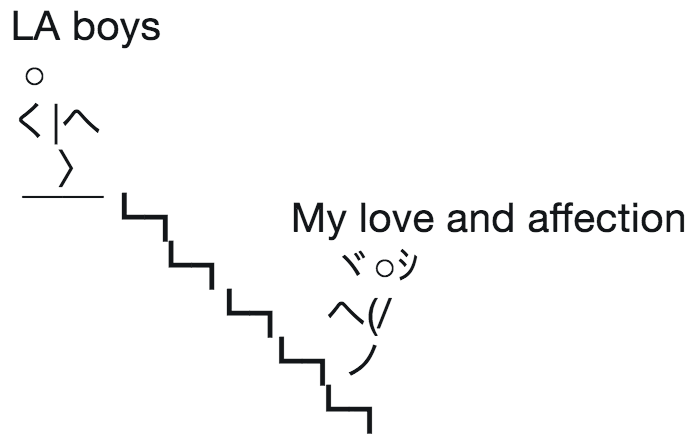 LA boys | Kick Down the Stairs ASCII Art | Know Your Meme