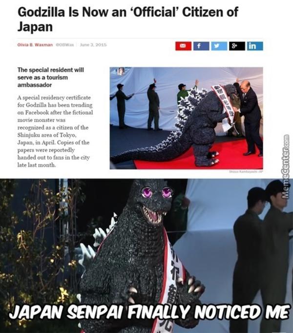 Godzilla is honored | Godzilla | Know Your Meme