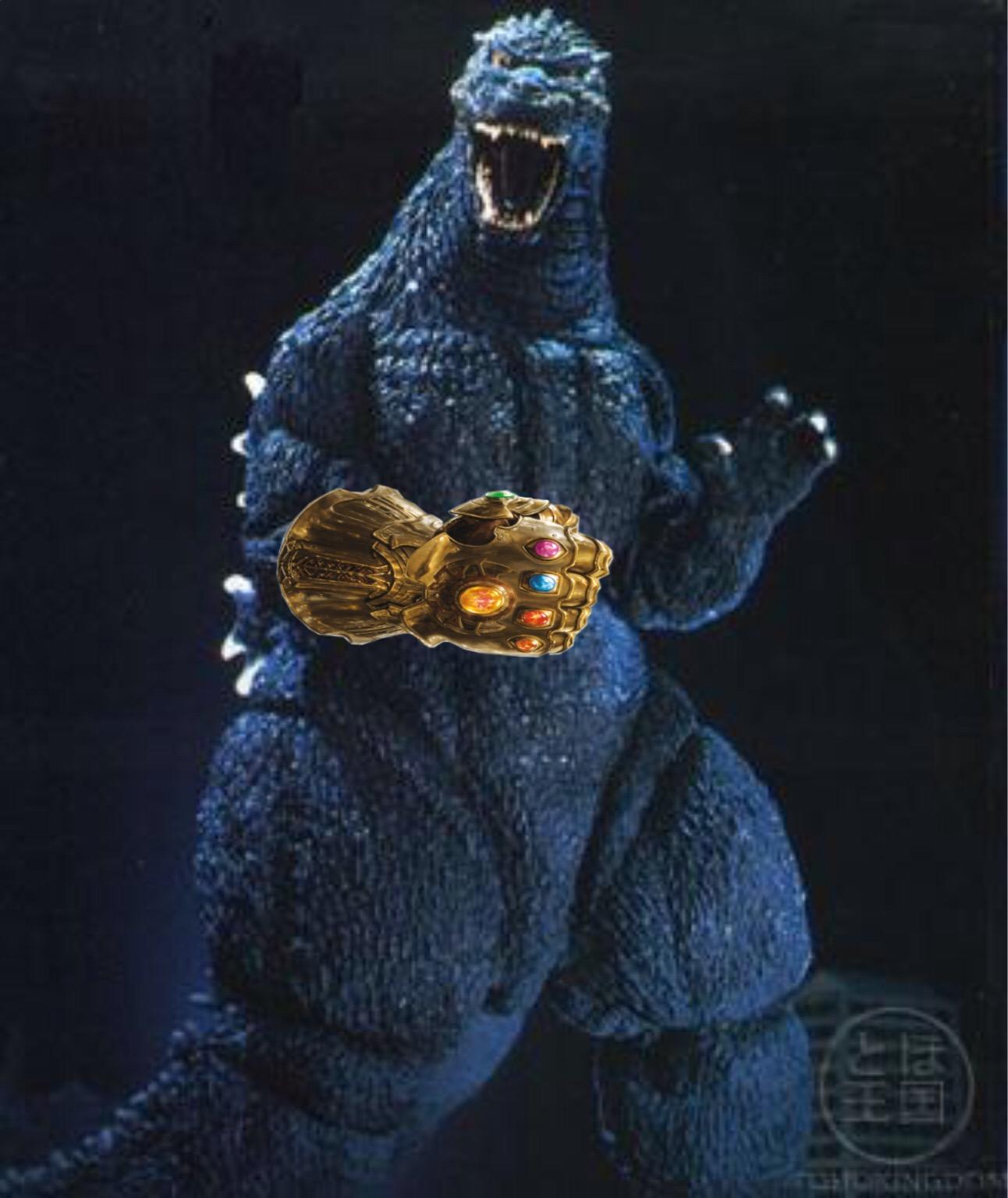 Heisei godzilla with infinity Guantlet | Godzilla | Know Your Meme