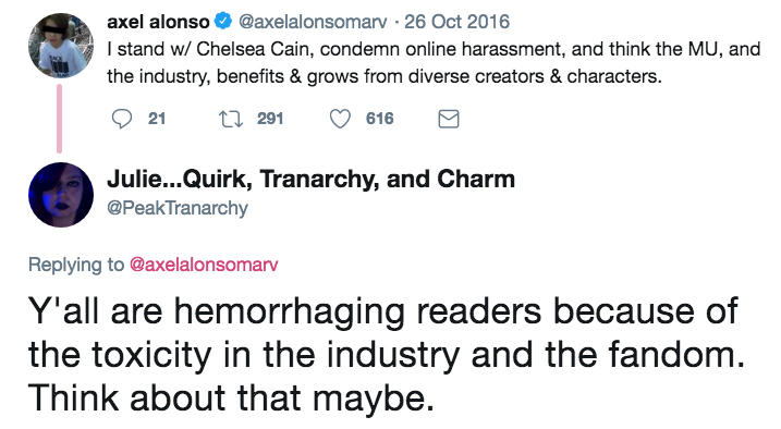 Y'all are hemorrhaging readers because of the toxicity in the industry ...