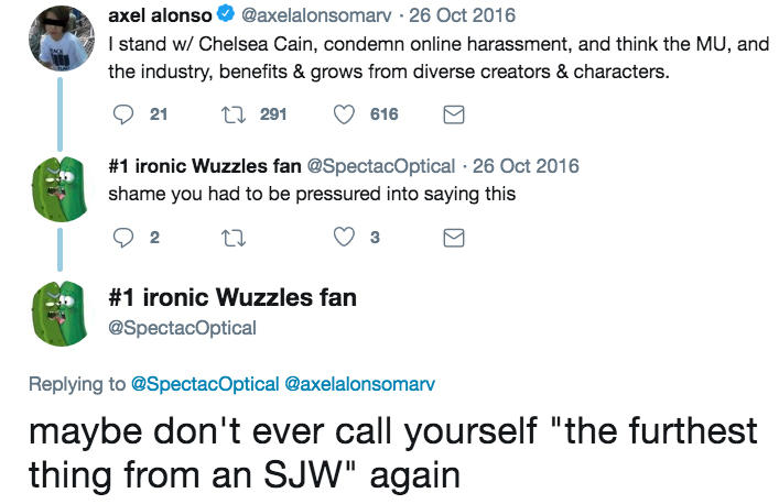 maybe don't ever call yourself "the furthest thing from an SJW" again ...