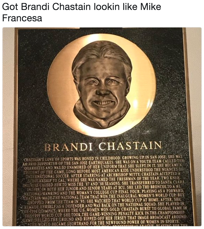 Got Brandi Chastain lookin like Mike Francesa | Brandi Chastain's Hall ...