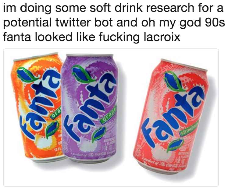 im doing some soft drink research for a potential twitter bot and oh my ...