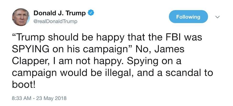 Trump reacts to Clapper | Spygate | Know Your Meme