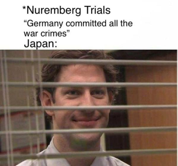 Nuremberg Trials | Jim Halpert Smiling Through Blinds | Know Your Meme