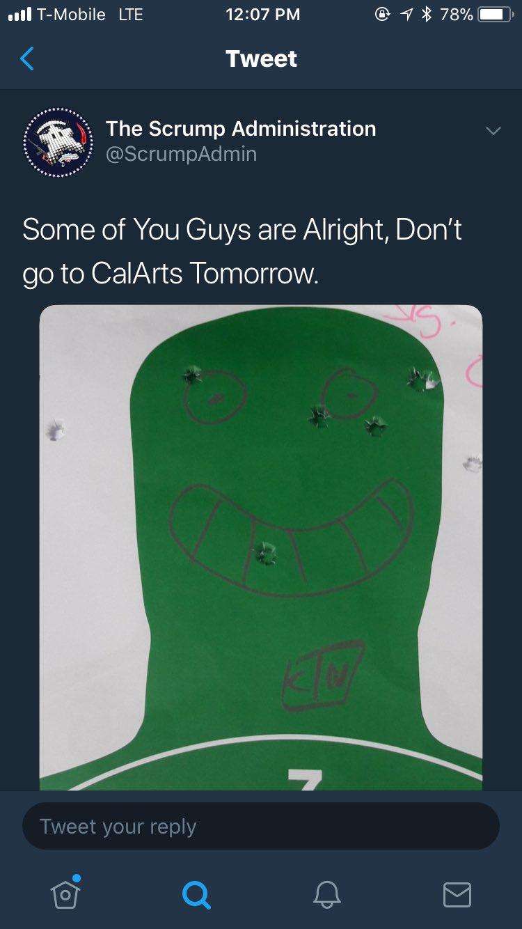 The original tweet that caused the lockdown | CalArts | Know Your Meme
