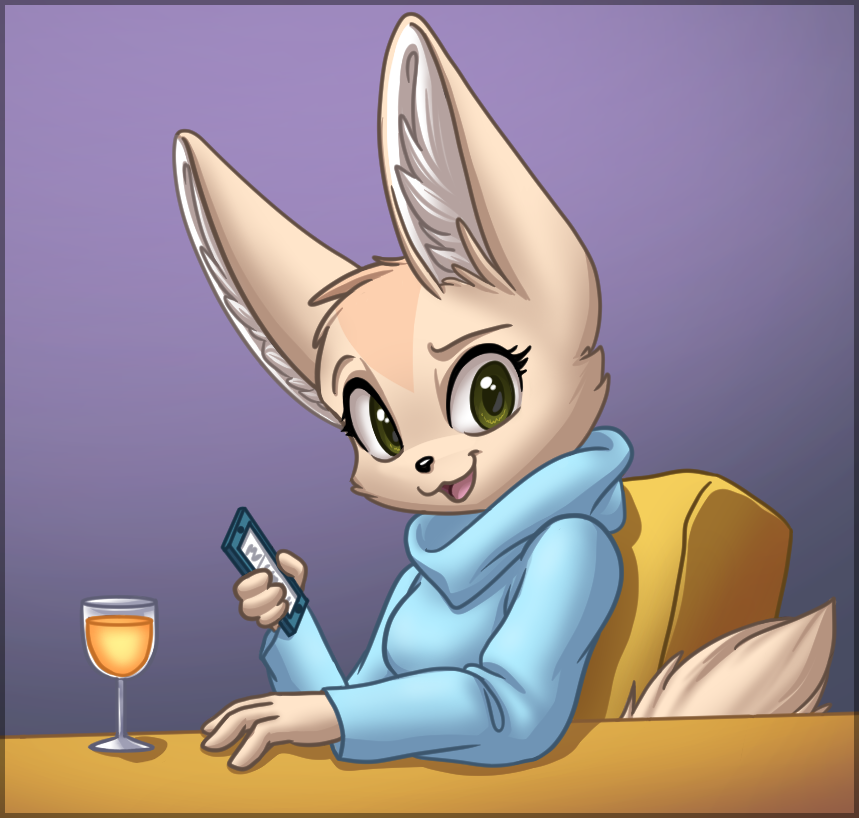 Fenneko with a glass of wine | Aggretsuko | Know Your Meme