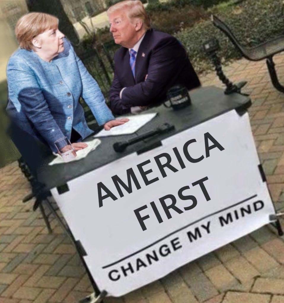 America First, change my mind | Merkel and Trump G7 Summit Photograph ...