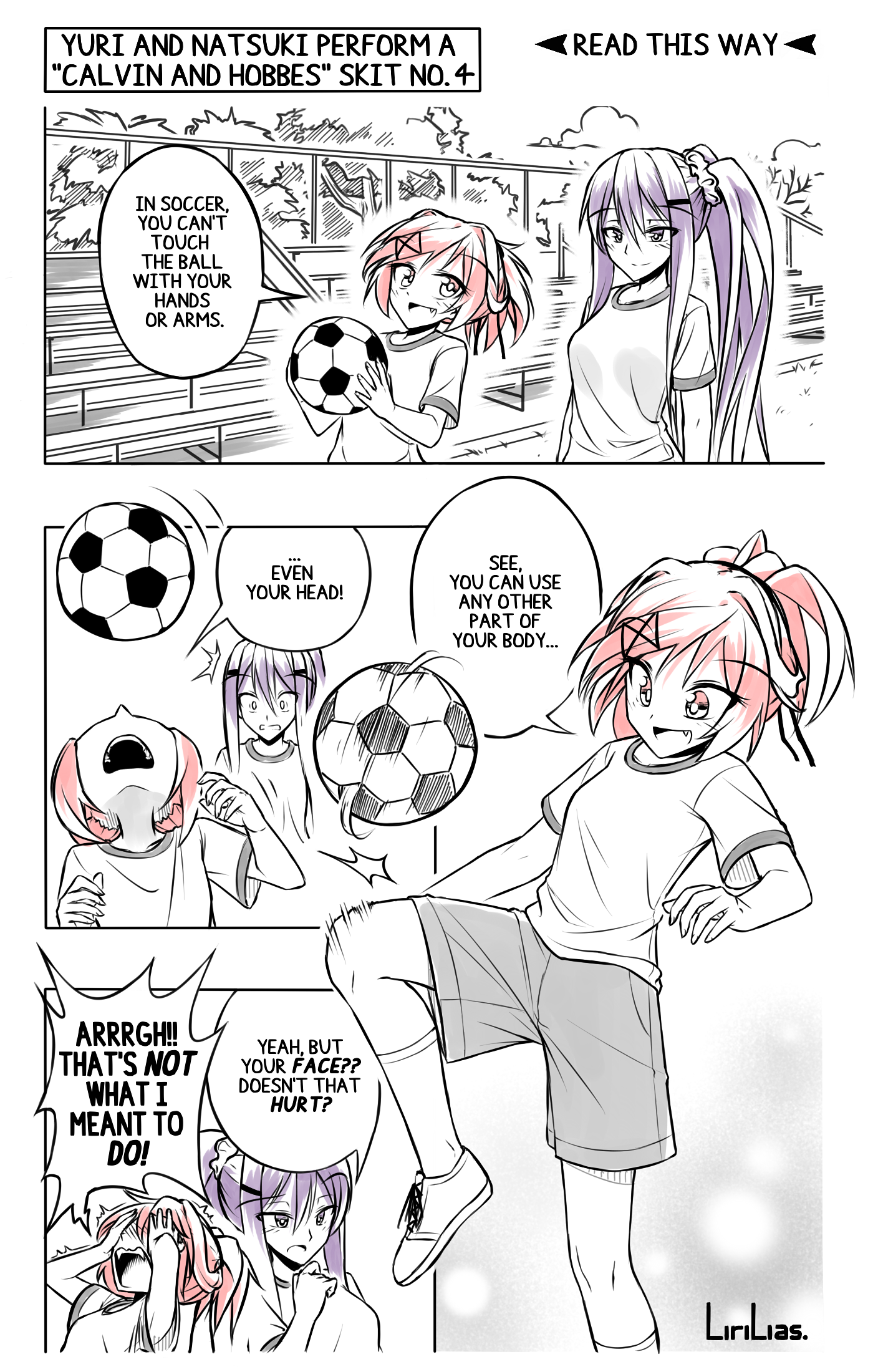 Yuri and Natsuki Perform a Calvin & Hobbes skit - #4: Soccer Ball ...