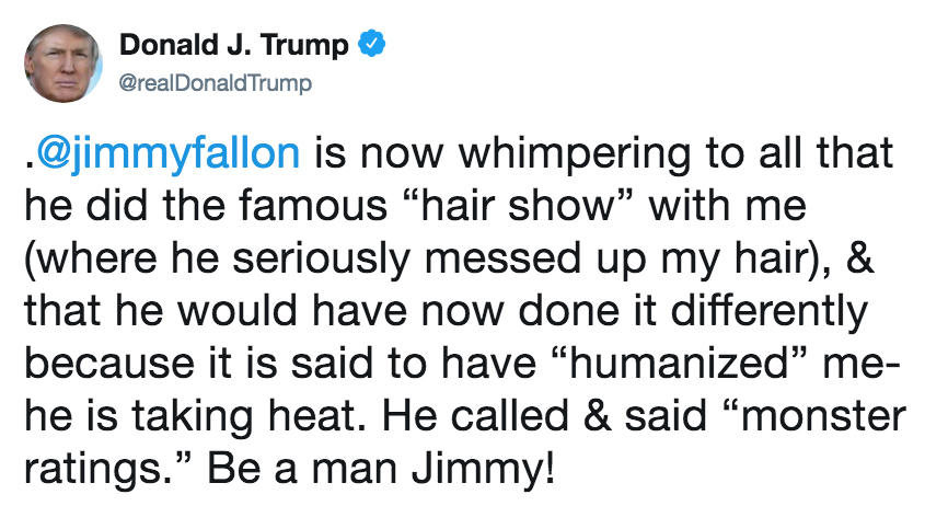 .@jimmyfallon is now whimpering to all that he did the famous “hair ...