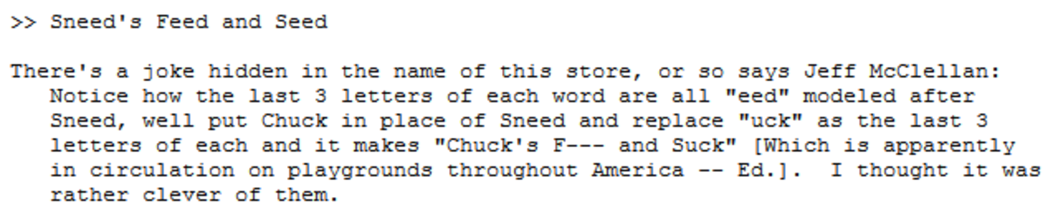 Earliest Mention of Sneed | Sneed's Feed and Seed | Know Your Meme