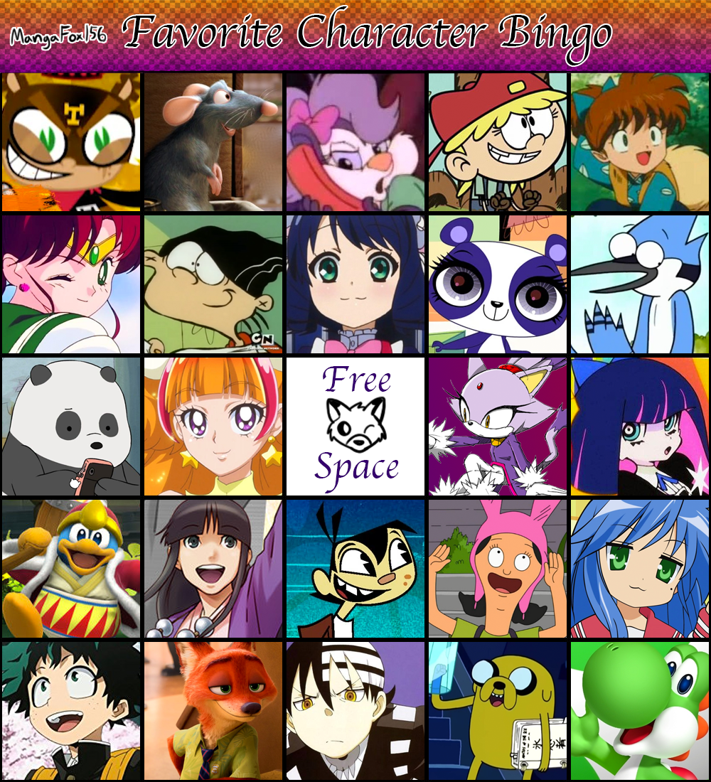 Favorite Character Bingo By MangaFox156 Favorite Character Bingo 