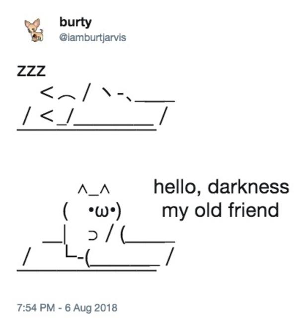 Hello Darkness | Sleeping ASCII Cat | Know Your Meme