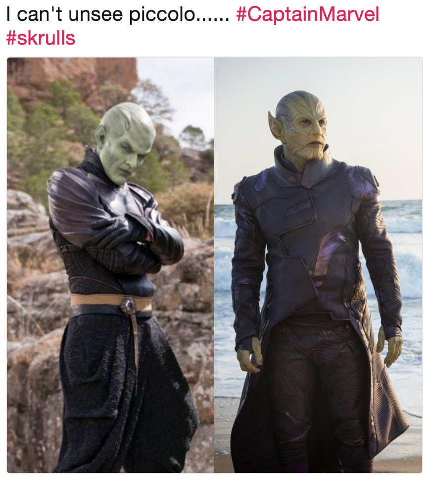 I can't unsee piccolo...... #CaptainMarvel #skrulls | Skrulls | Know ...