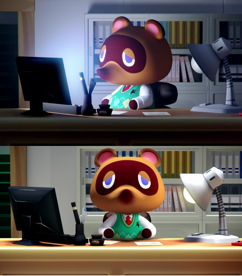 When you’re not in | Tom Nook at a Desk | Know Your Meme