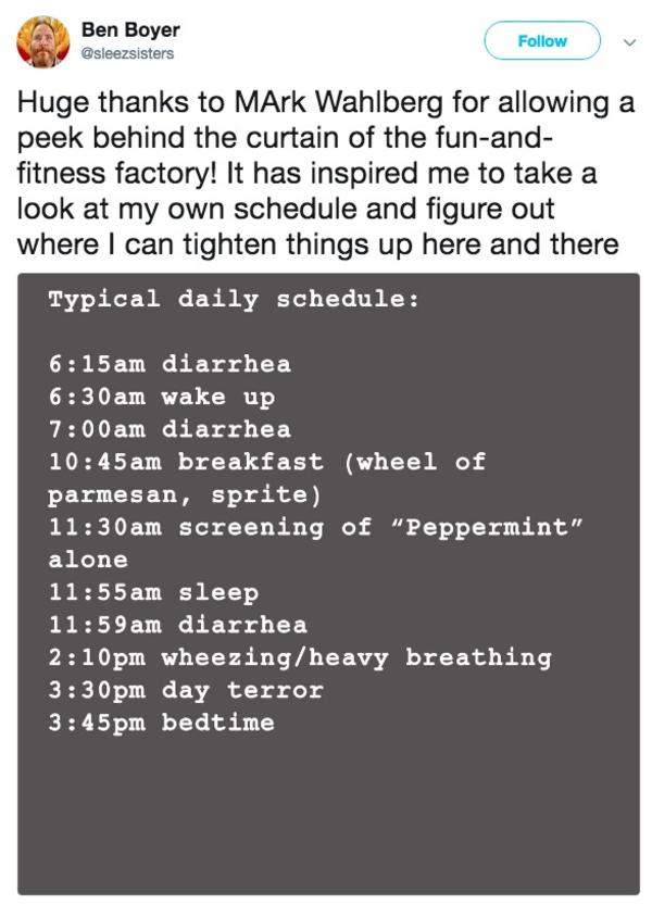 Starts with diahrrea | Mark Wahlberg's Daily Routine | Know Your Meme