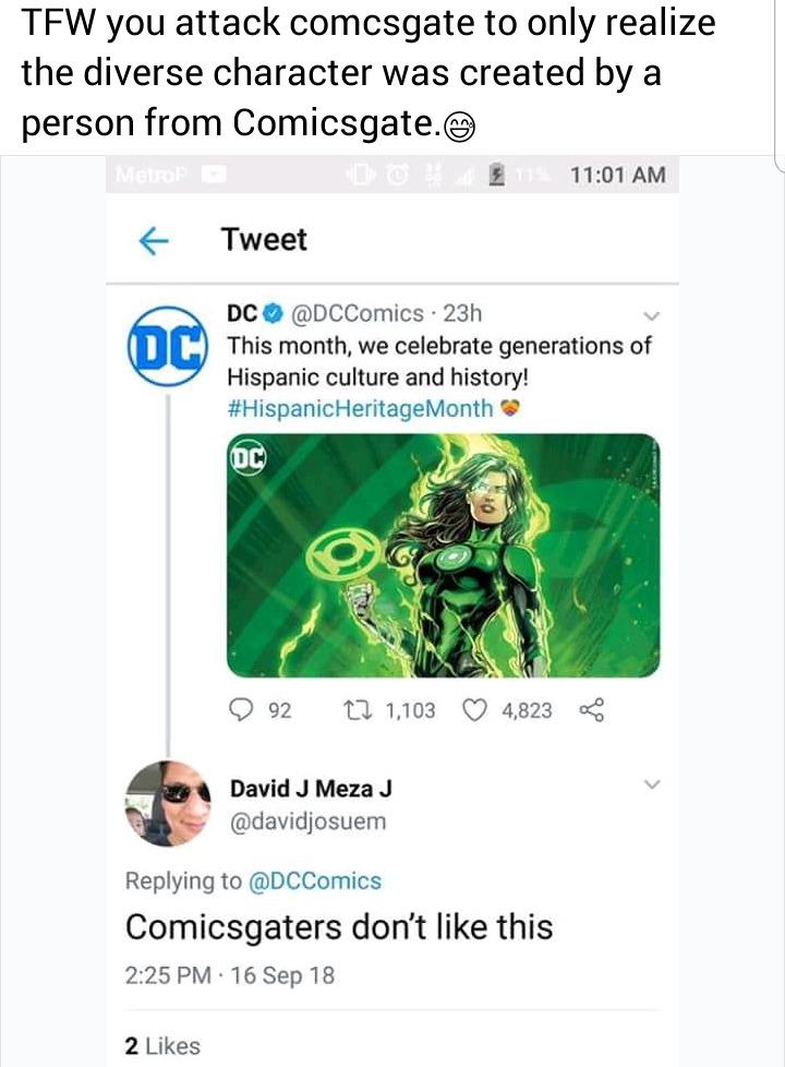 TFW when attacking ComicsGate over character was created from ...