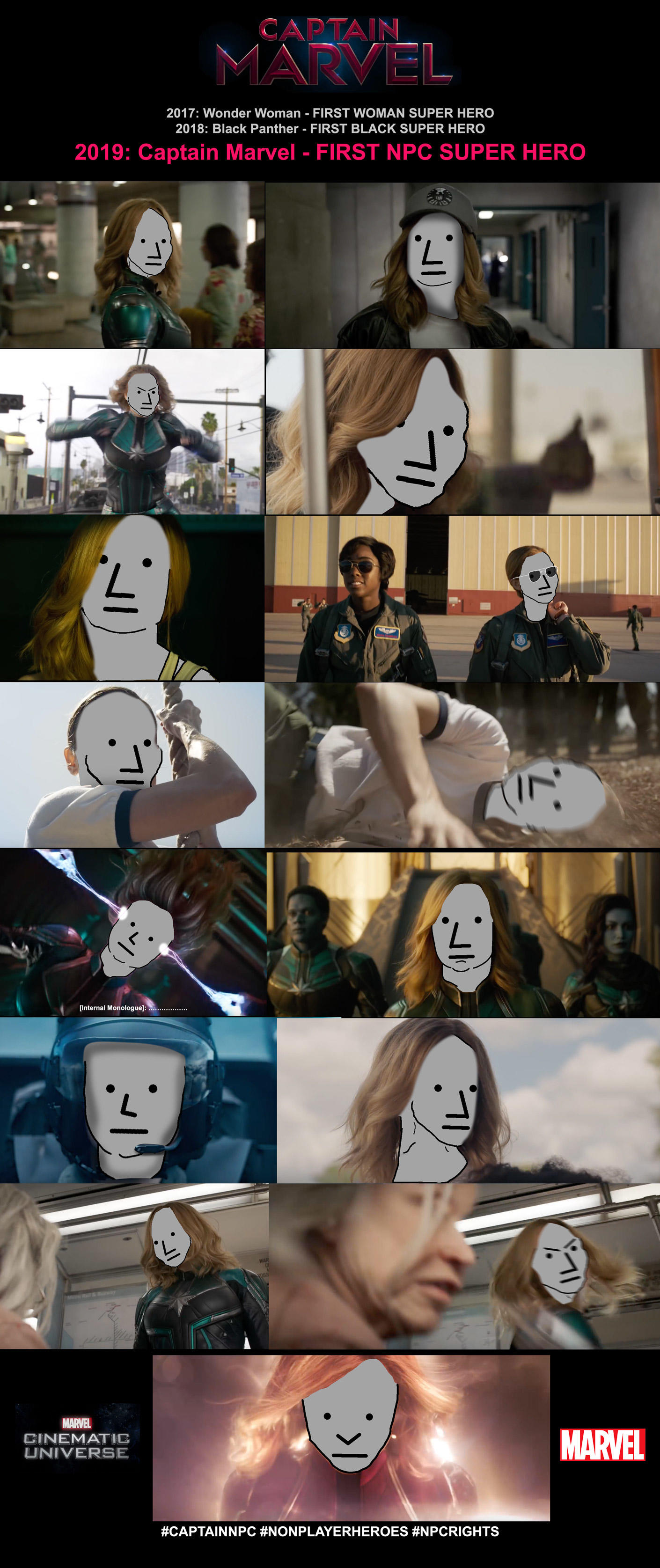Captain Marvel the first super hero NPC | NPC Wojak | Know Your Meme