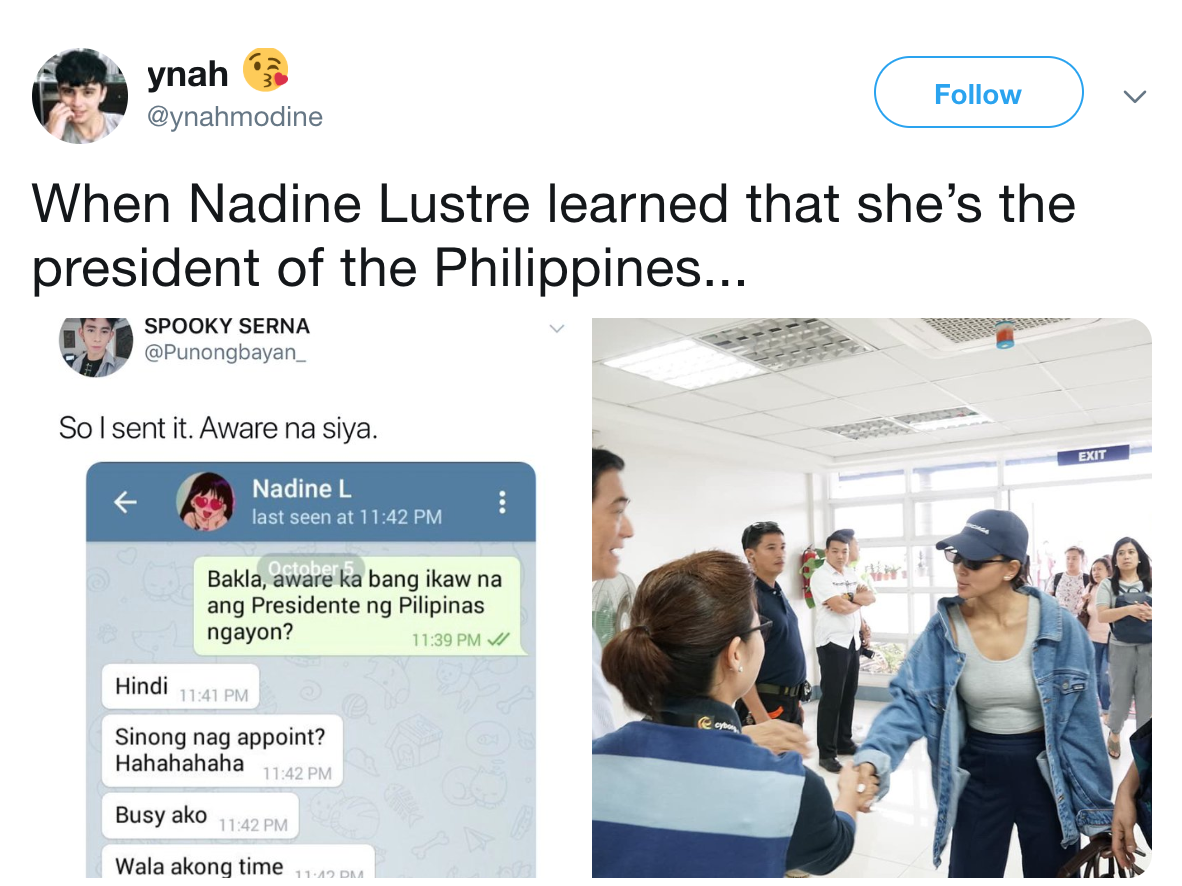When She Learned | President Nadine Lustre | Know Your Meme