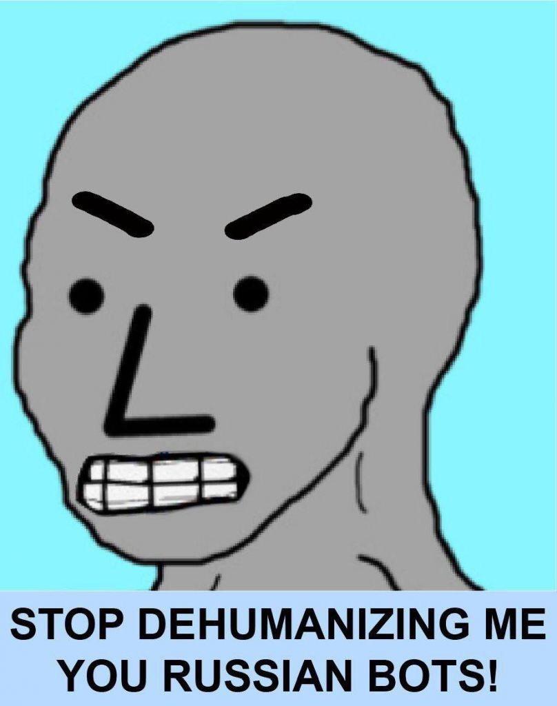 NPC Bot calling people Russian Bots | NPC Wojak | Know Your Meme