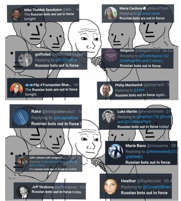 Bots: "Russian bots out in force" | NPC Wojak | Know Your Meme