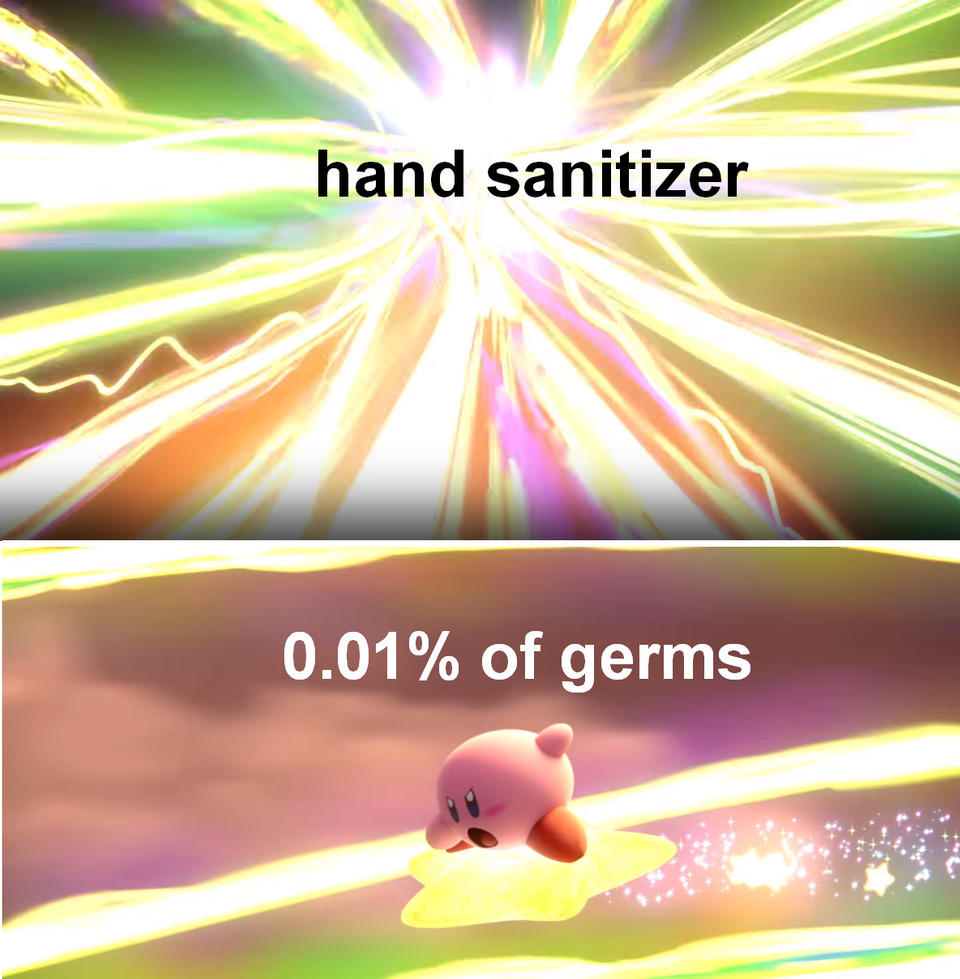 hand sanitizer | 0.01% of Germs | Know Your Meme