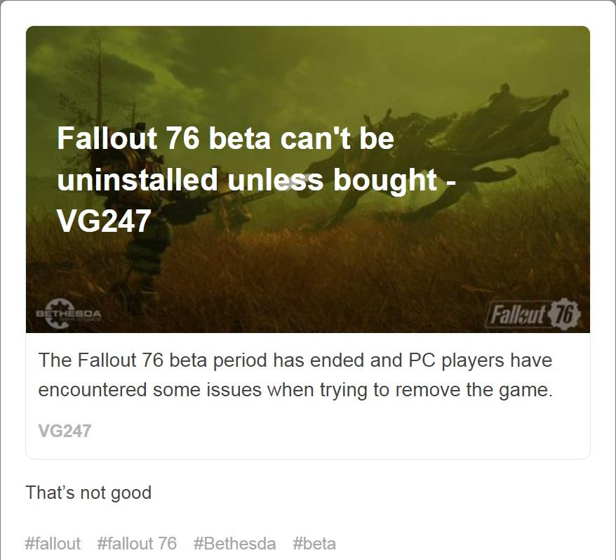 That's No Good! | Fallout 76 | Know Your Meme