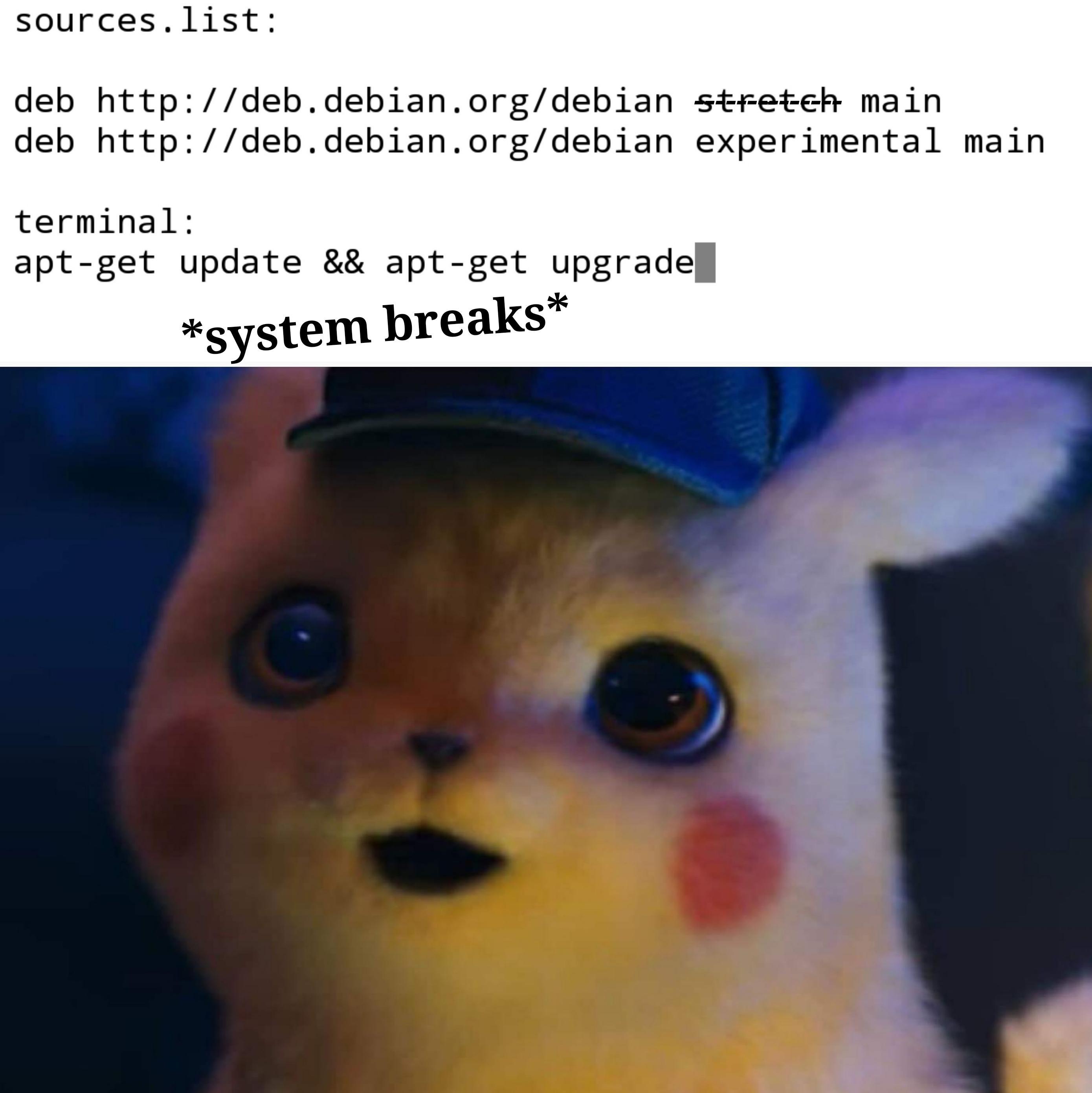 Surprised Pikachu Debian Experimental | Surprised Pikachu | Know Your Meme