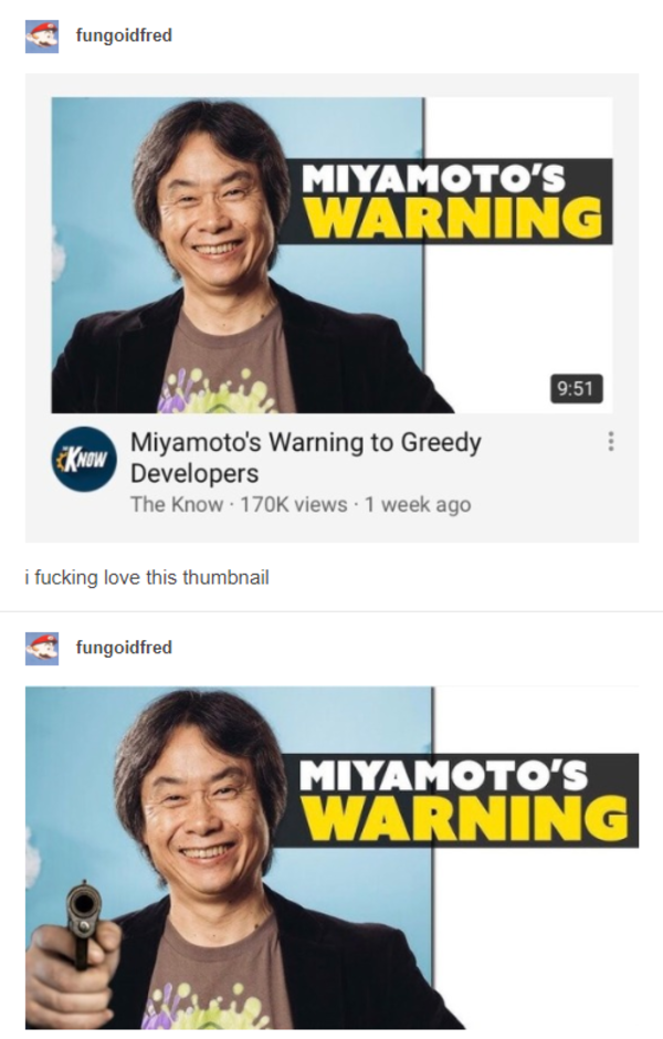 Miyamoto's Warning | Shigeru Miyamoto | Know Your Meme