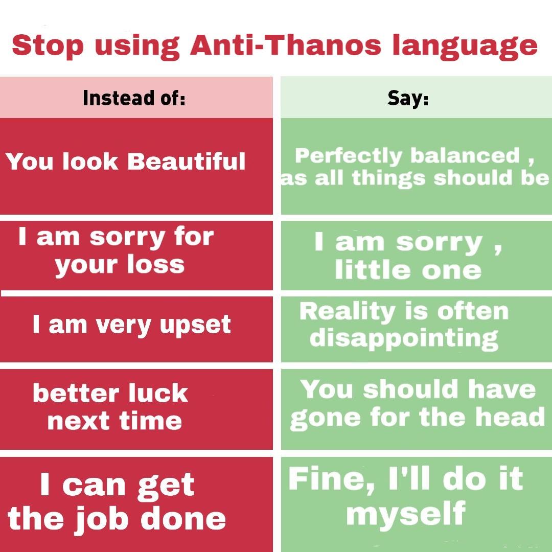 Anti-Thanos Language | Stop Using Anti-Animal Language | Know Your Meme