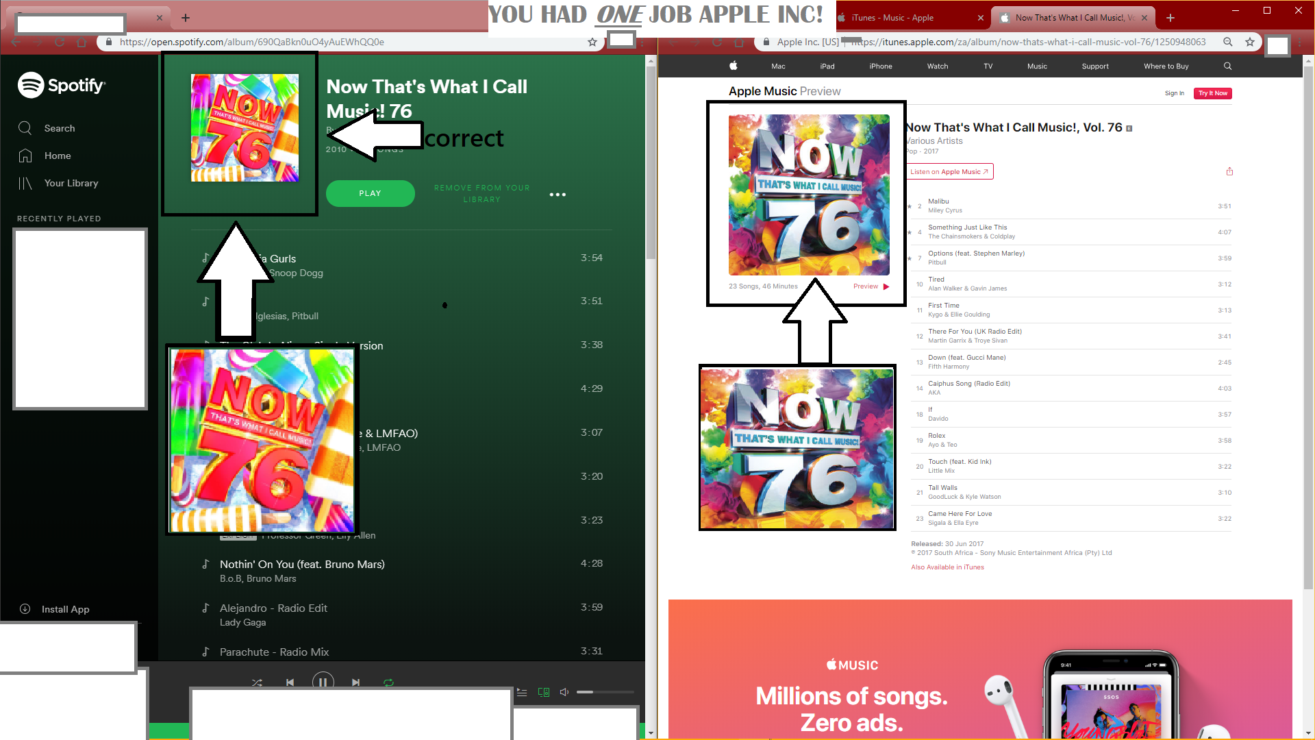 You Had One Job Apple Inc! JUST ONE JOB! TO GET THE ALBUM PIC AND SONGS ...
