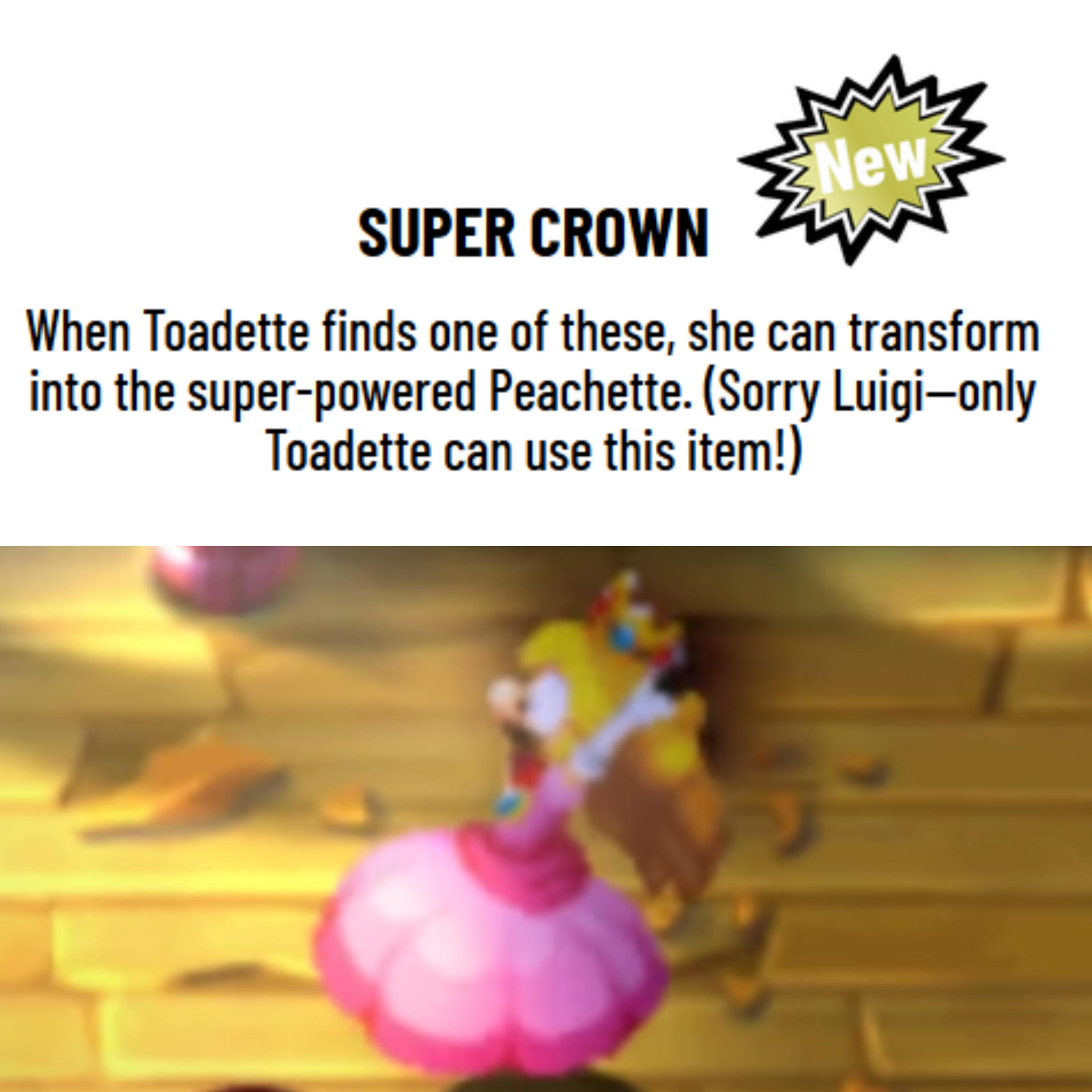 A reference to Superstar Saga. | Peachette / Super Crown | Know Your Meme