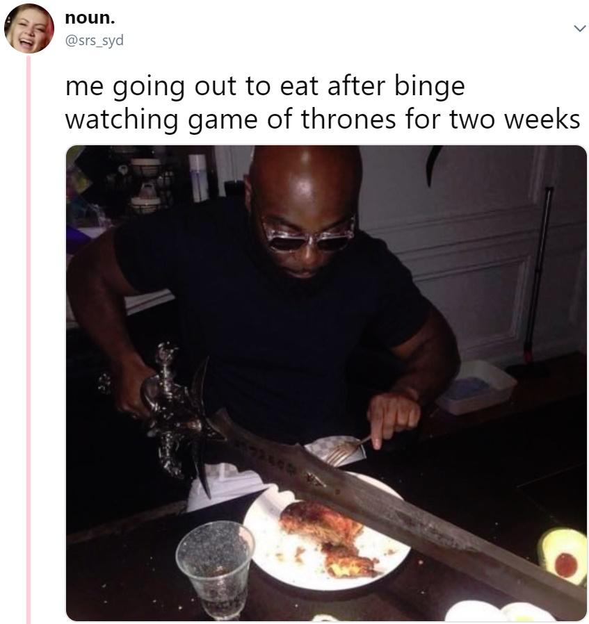 me going out to eat | Cutting Food with a Sword | Know Your Meme